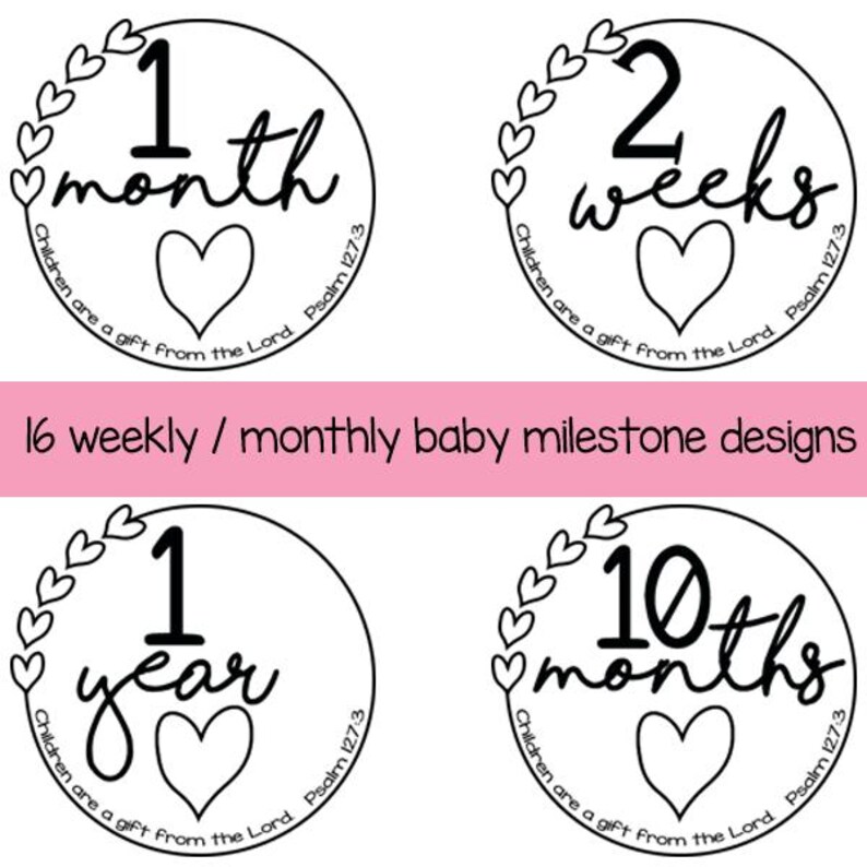 Baby Months & Milestones Printable DIGITAL STICKERS / CARDS. Instant ...