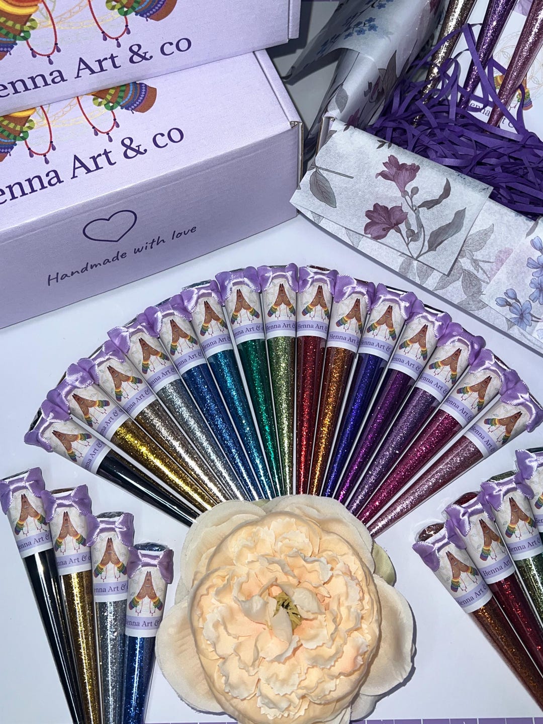 GLITTER 14 COLOUR KIT | 17g Cone | Glitter Henna| Non Staining - Etsy