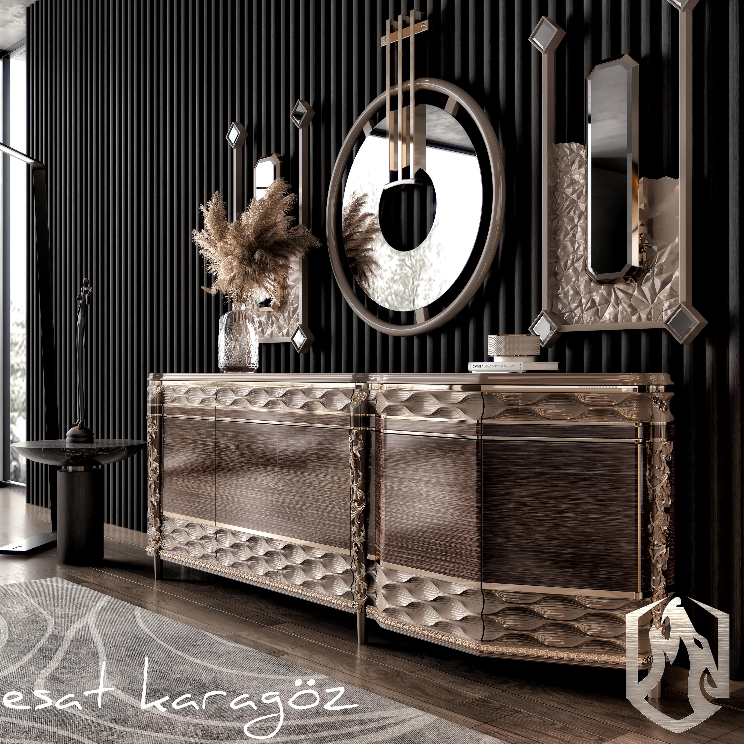 Wave Console Table With Asymmetric Mirrors - Etsy