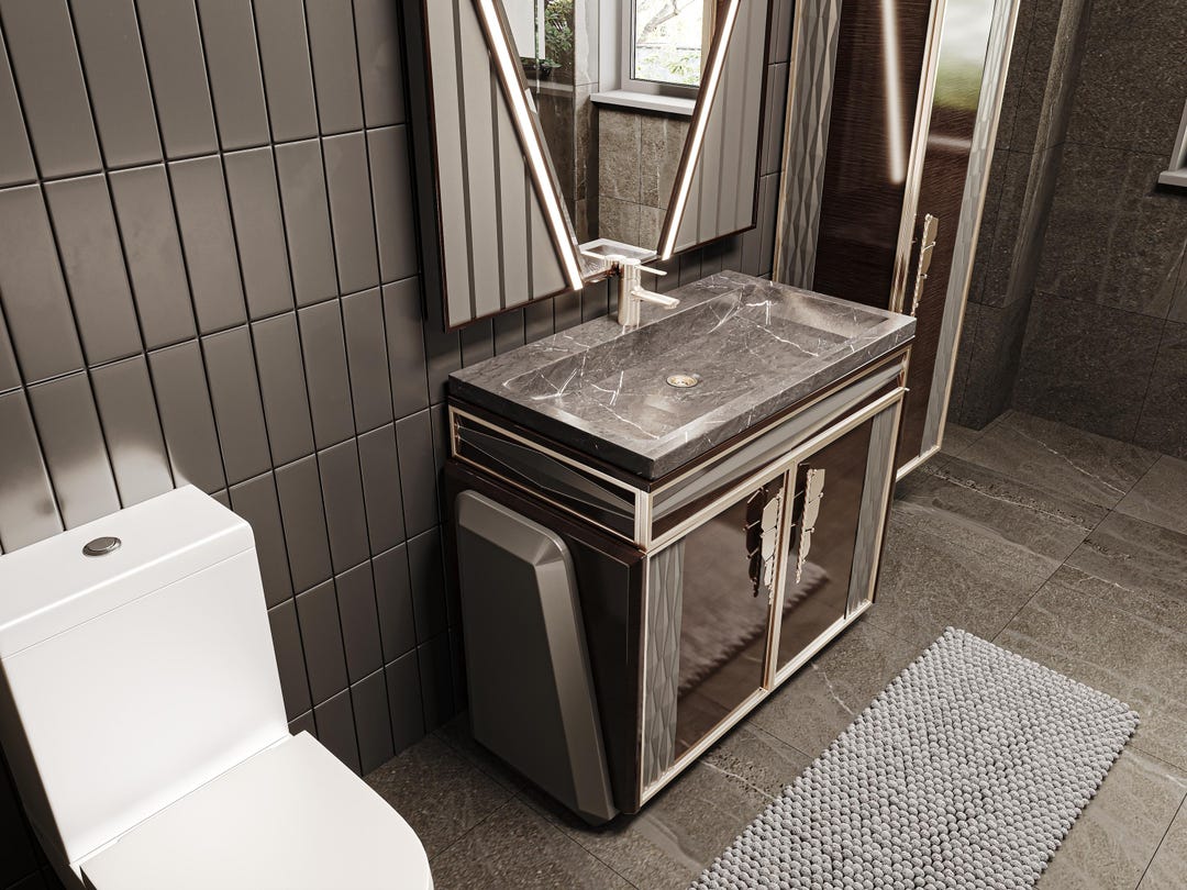 Geometric Bathroom Vanity Set 3D Model - Etsy