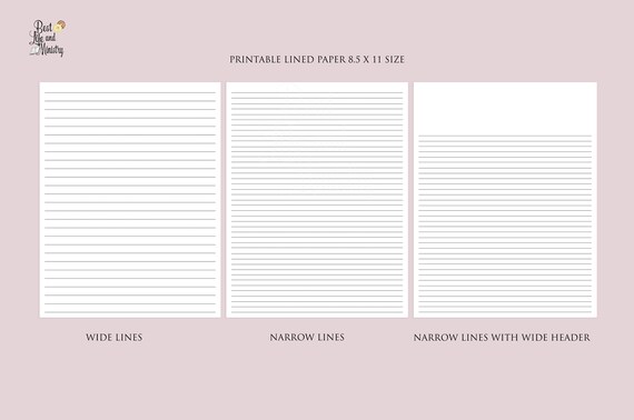 Lined Printable Writing Paper Wide Ruled College Ruled | Etsy