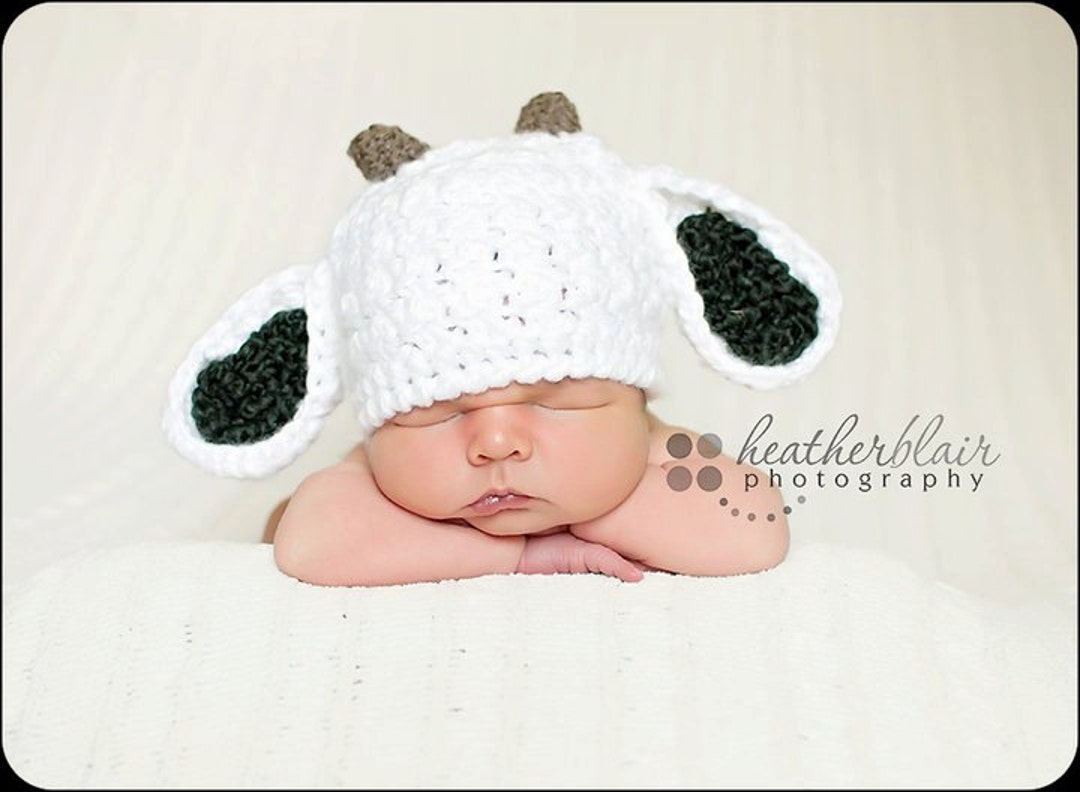 Baby Goat Hat, Billie Goat, Crochet Baby Hat, Photo Props, Baby Shower ...