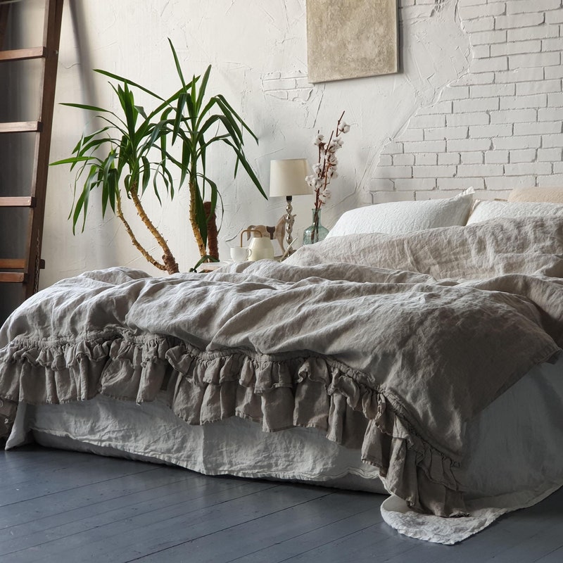 Linen Ruffle Duvet Cover - Etsy