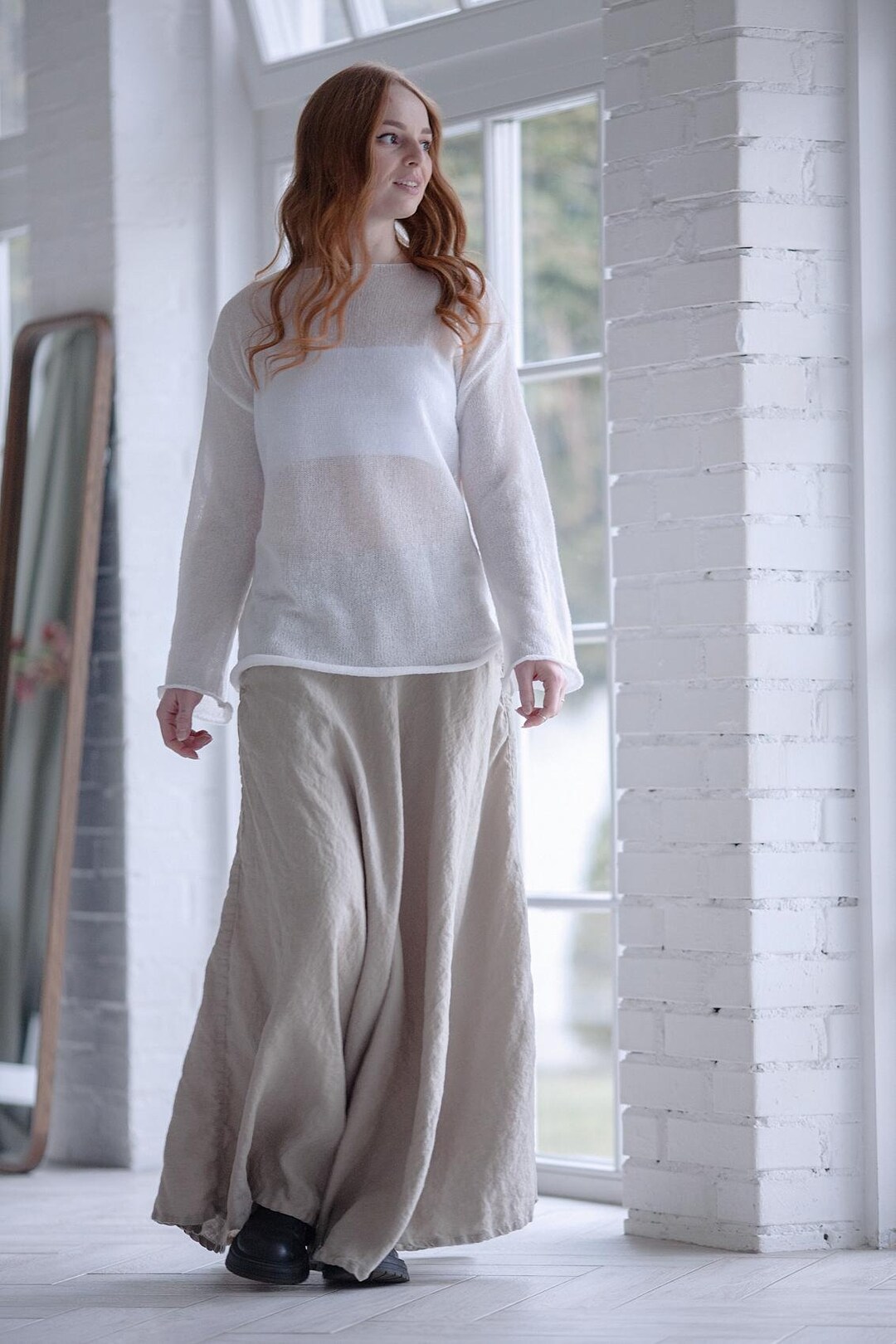 Long Linen Skirt Maxi Length A-line Linen Skirt Women Clothing Relaxed ...