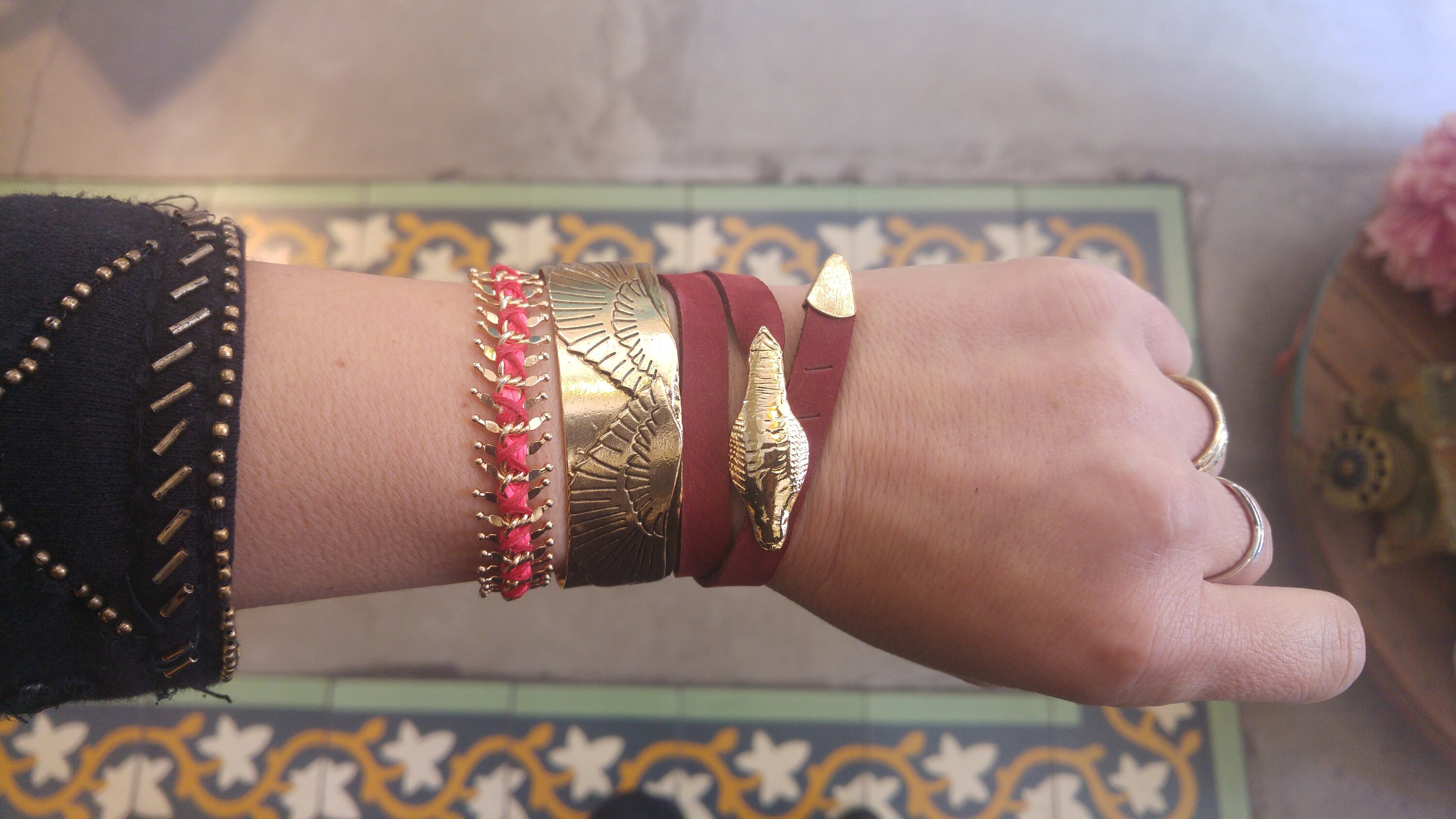 Gold Etched Wrist Cuff Bracelet Wing Cuff Boho Bracelet | Etsy