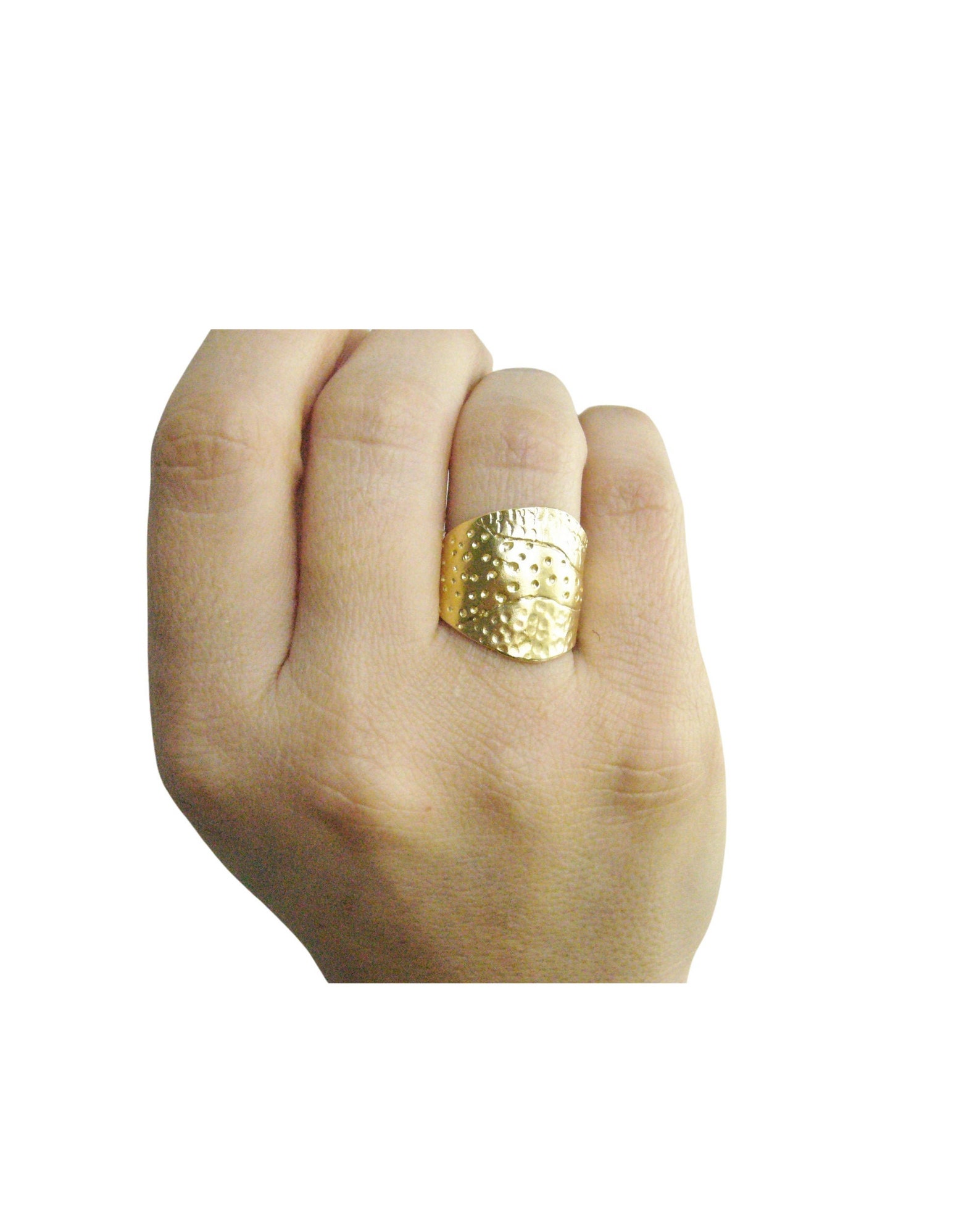 Hammered Gold Ring Wide Band Gold Ring Abstract Ring Chunky | Etsy