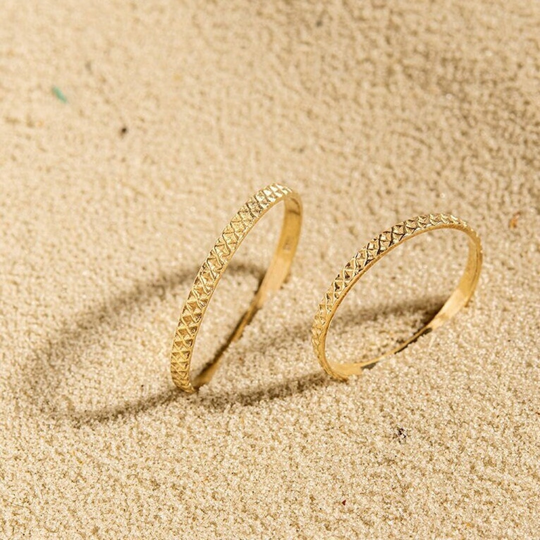 Thin Wedding Ring, Minimalist Gold Ring, 14k Gold Ring, His and Hers ...