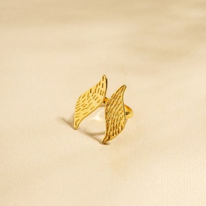 Open Top Gold Wings Ring, Metalwork Unique Statement Ring, Two Parts ...