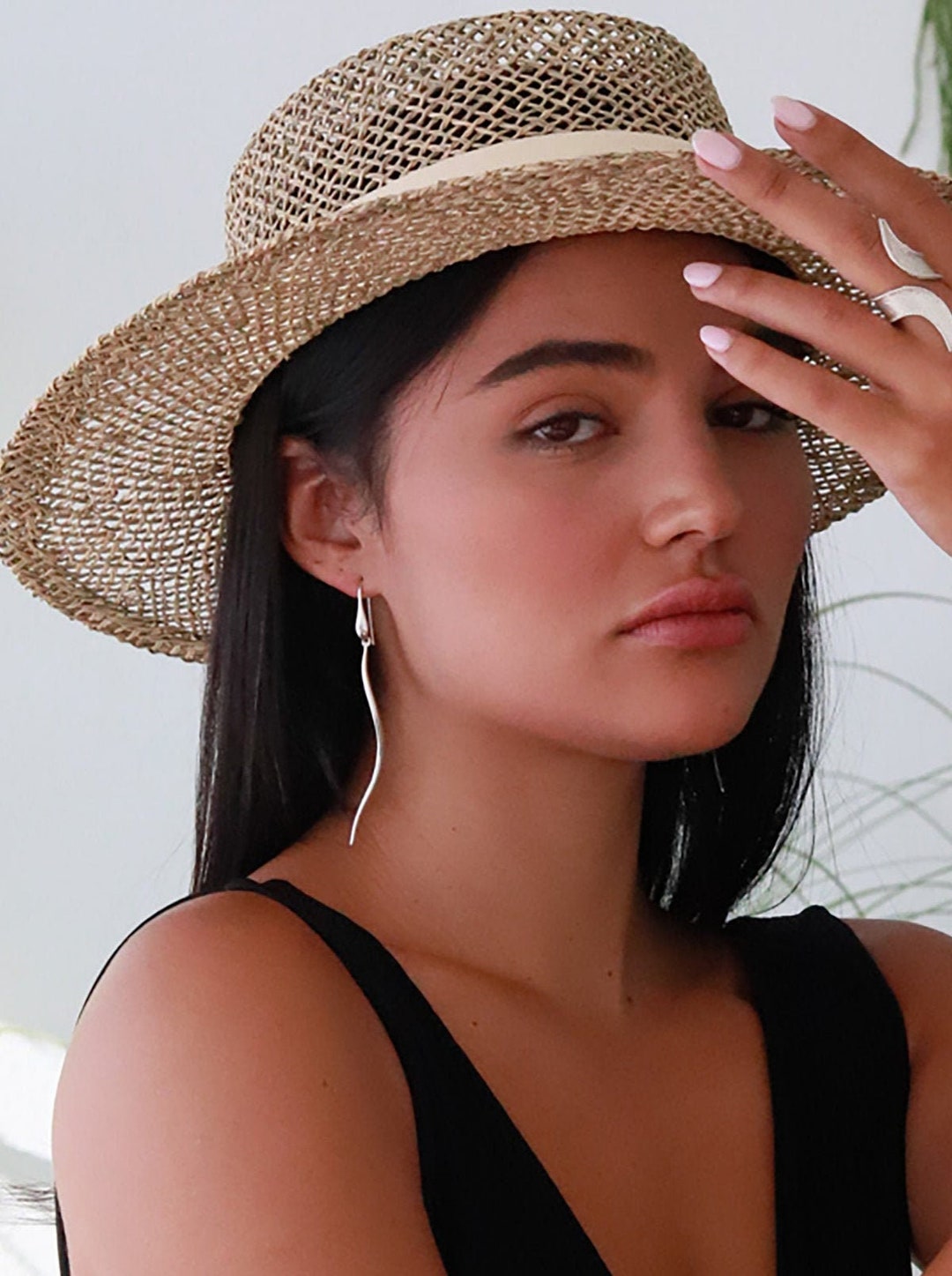 Long Silver Earrings, Minimalist Statement Jewelry, Long Stud Earrings ...