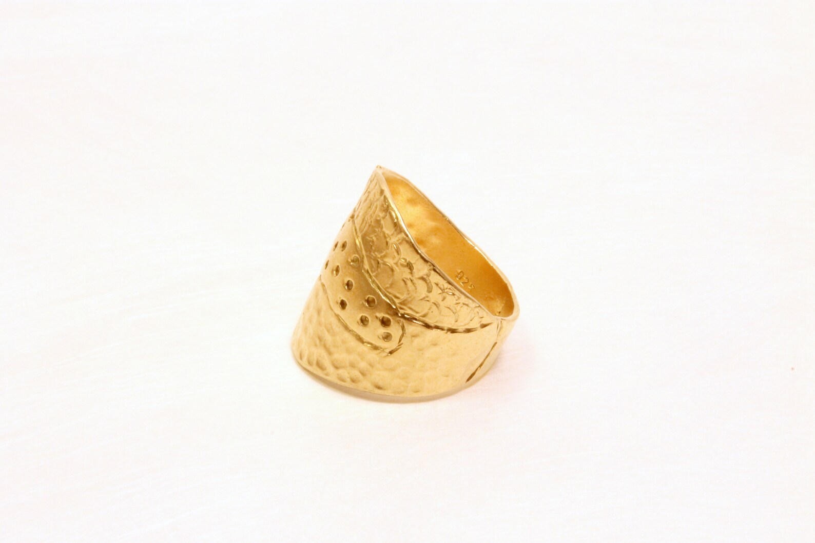 Hammered Gold Ring Wide Band Gold Ring Abstract Ring Chunky | Etsy