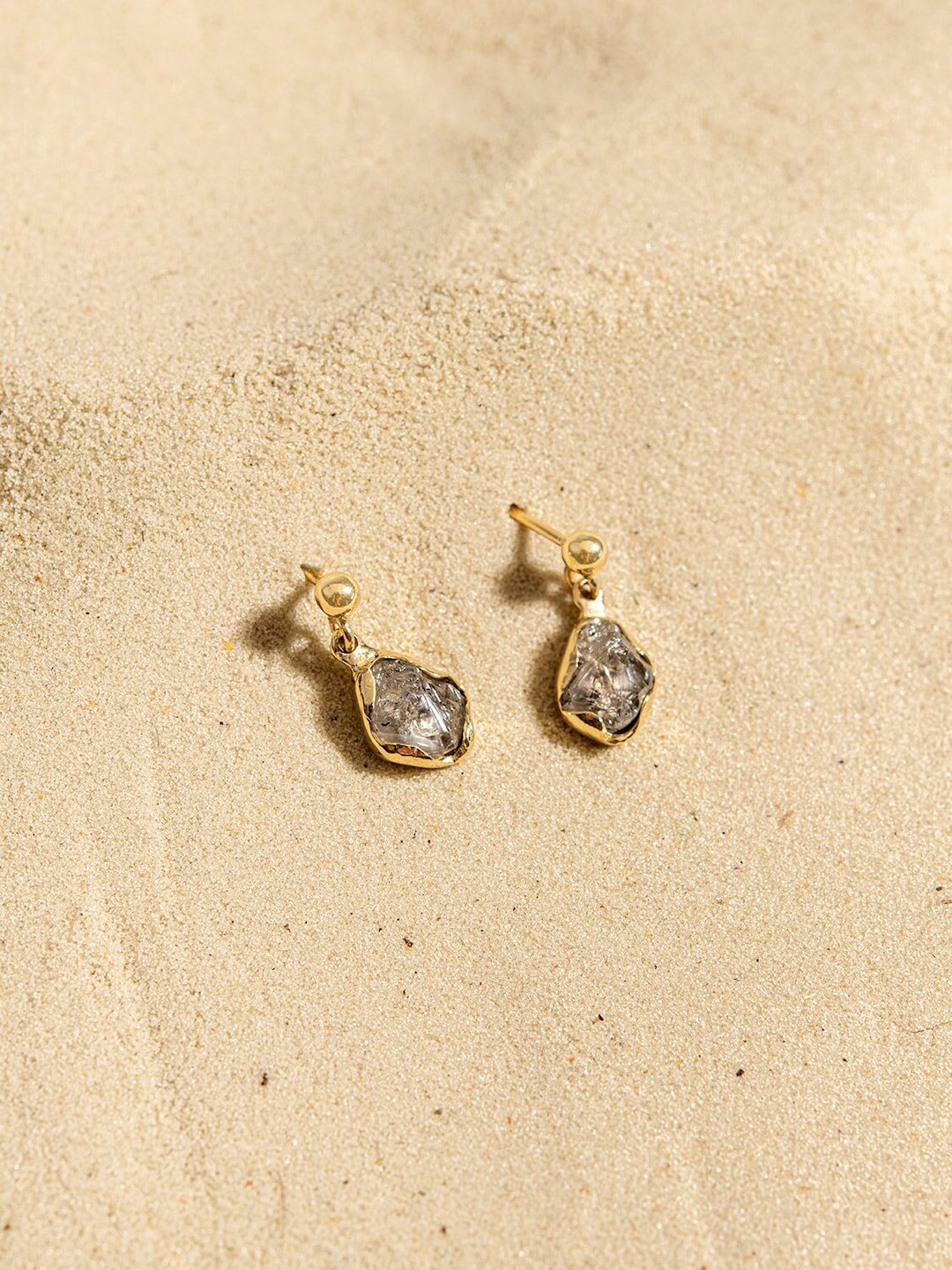 Diamond Drop Stud Earrings, Raw Diamond Earrings, 14k Gold Diamond ...
