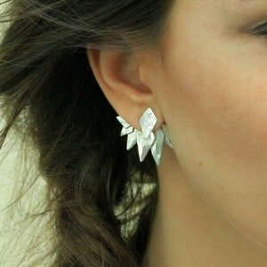 Front Back Earrings, Crown Ear Cuff, Crown Earrings, Assymetrical, Gold ...