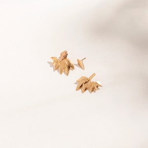 Front Back Earrings, Crown Ear Cuff, Crown Earrings, Assymetrical, Gold ...