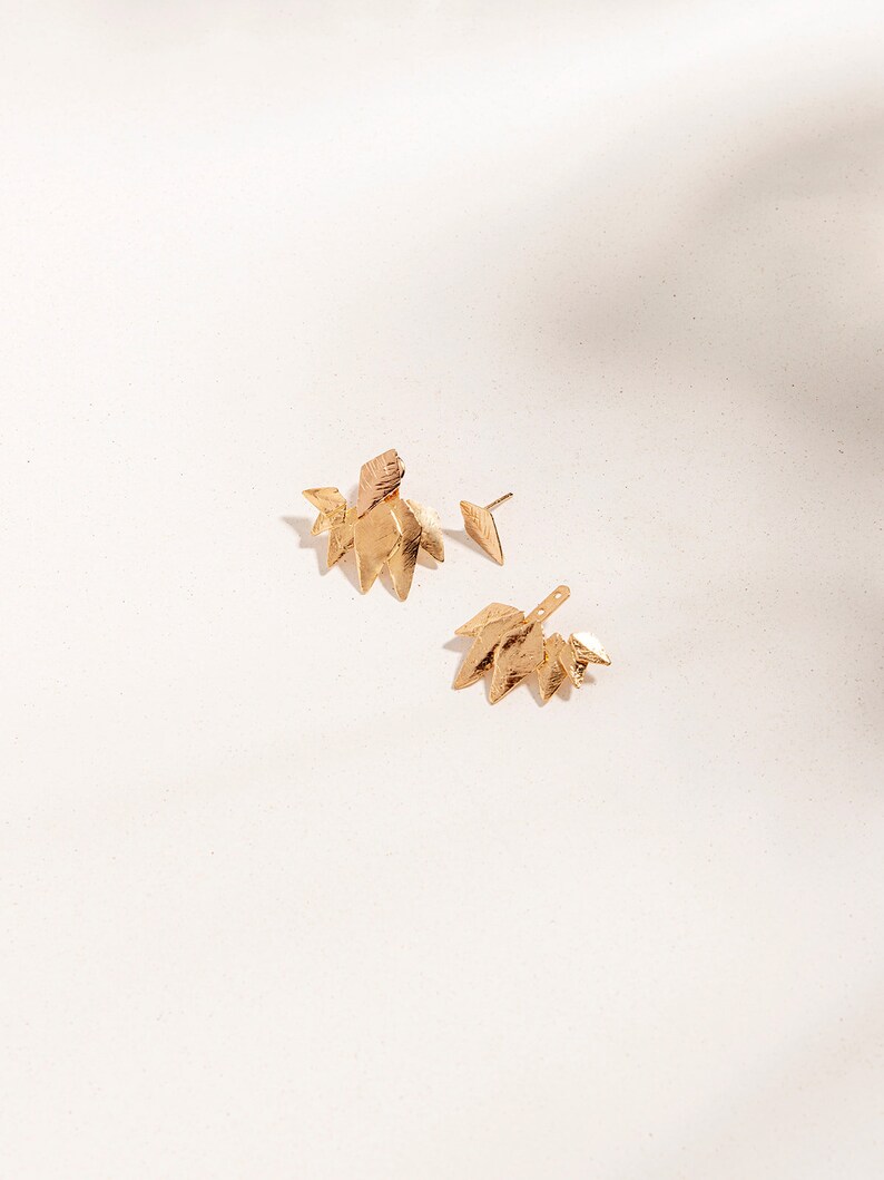 Front Back Earrings, Crown Ear Cuff, Crown Earrings, Assymetrical, Gold ...