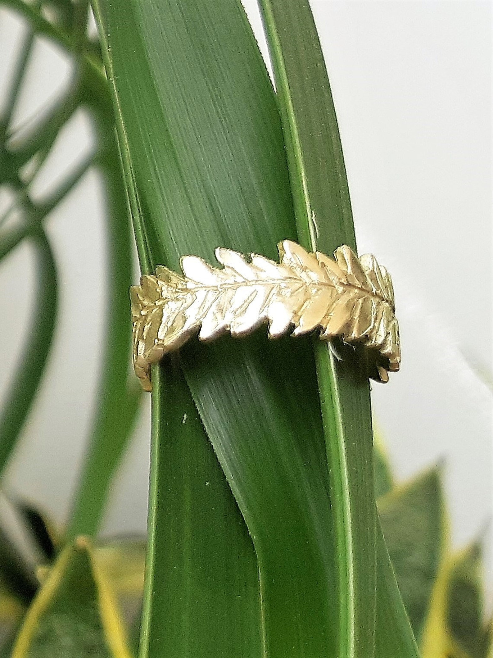 Solid Gold Leaf Ring, 14k Gold Leaf Ring, Wide Leaf Ring, Solid Gold Jewelry, Nature Inspired ...
