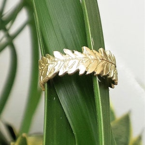 Solid Gold Leaf Ring, 14k Gold Leaf Ring, Wide Leaf Ring, Solid Gold ...