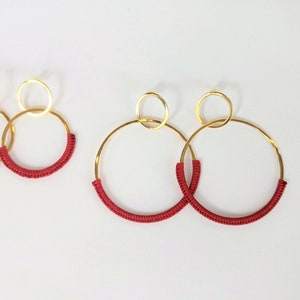 Red Hoop Earrings, Gold Hoop Earrings for Women, Gold Hoops,double Hoop ...