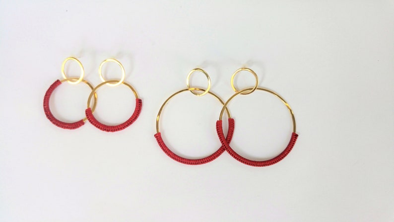Red Hoop Earrings Gold Hoop Earrings for Women Gold - Etsy