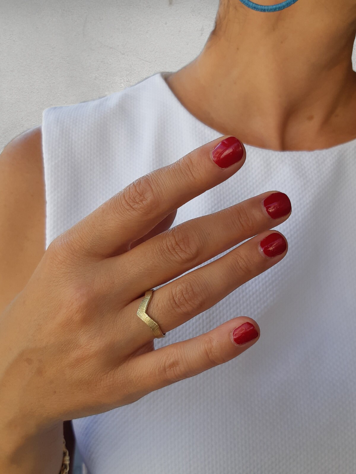Gold V Ring, Gold V Wedding Band, 14k Gold Chevron Ring, Solid Gold ...