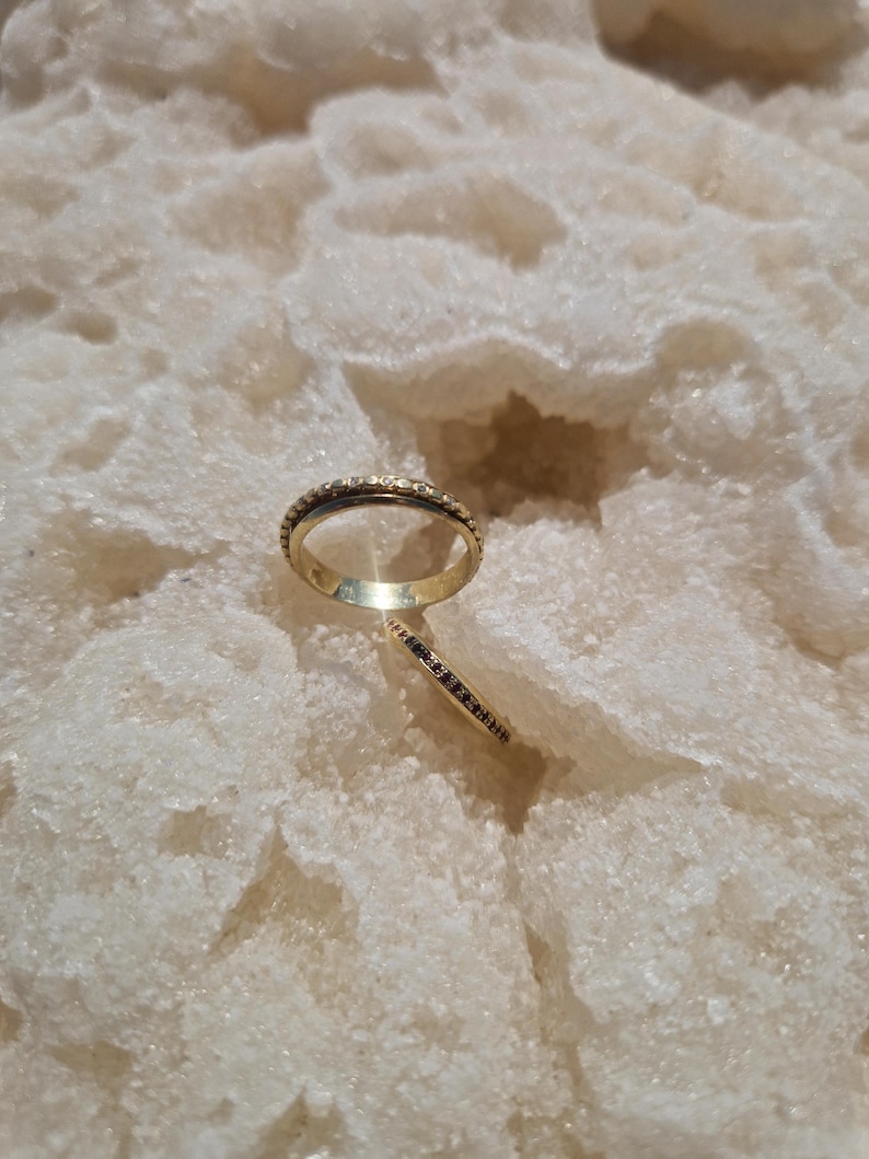 Solid Gold Spinner Ring, Diamond Fidget Ring, 14k Spinner Ring, Spinner ...