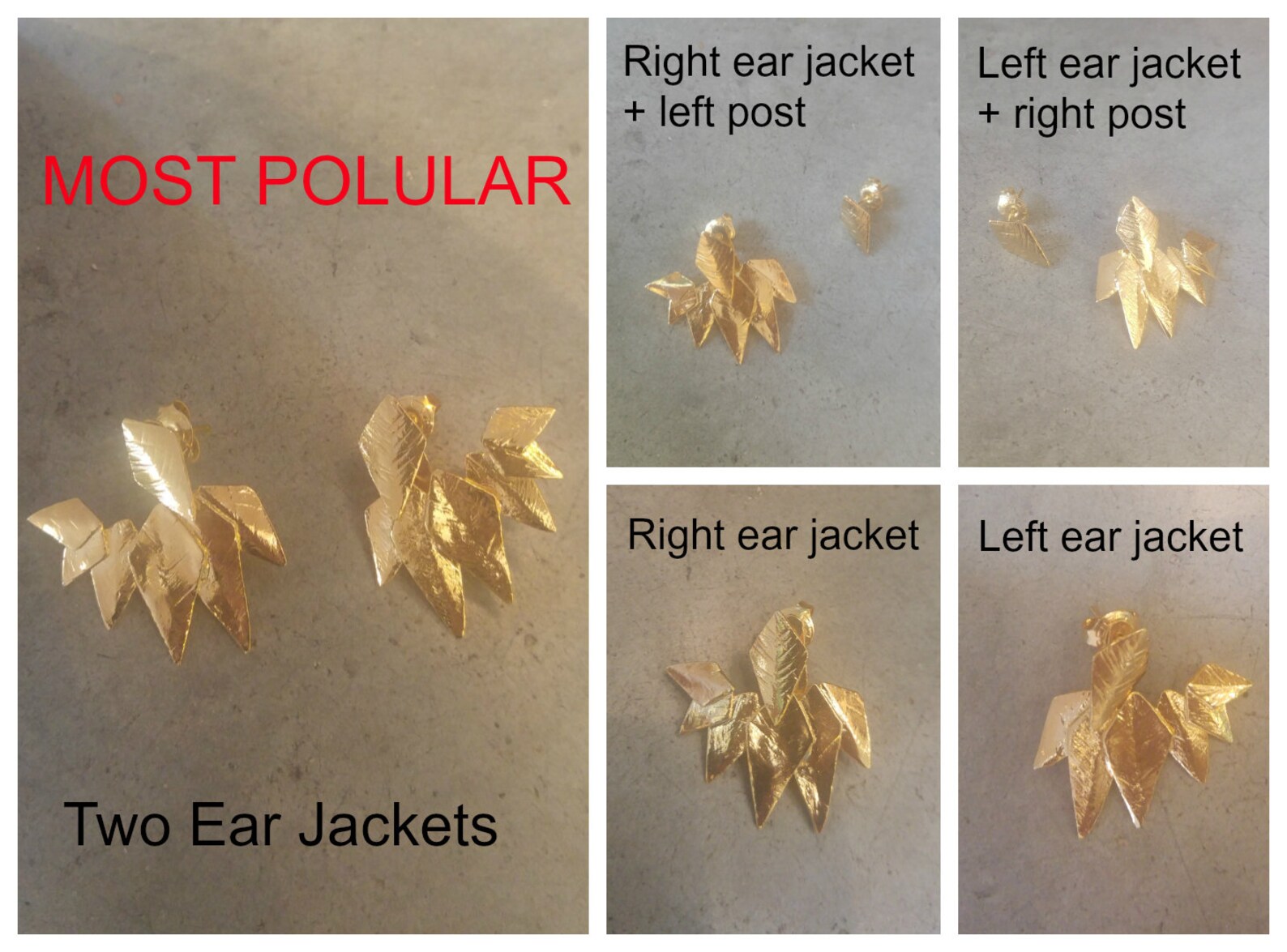 Front Back Earrings, Crown Ear Cuff, Crown Earrings, Assymetrical, Gold ...
