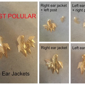 Front Back Earrings, Crown Ear Cuff, Crown Earrings, Assymetrical, Gold ...