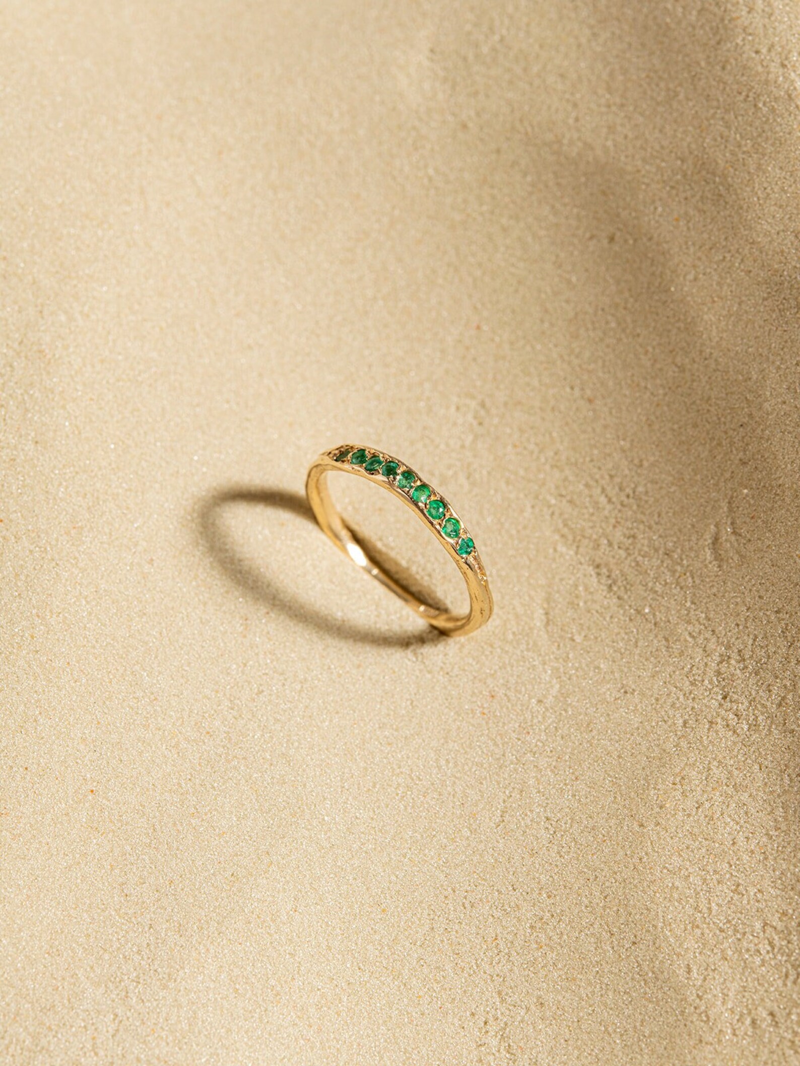Dainty Emerald Ring, Emerald Stacking Ring, Unique Gold Jewelry, Pave ...