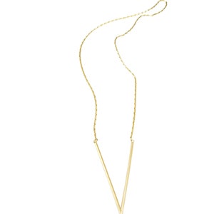 Long V Shaped Necklace Gold V Necklace Geometric Necklace - Etsy