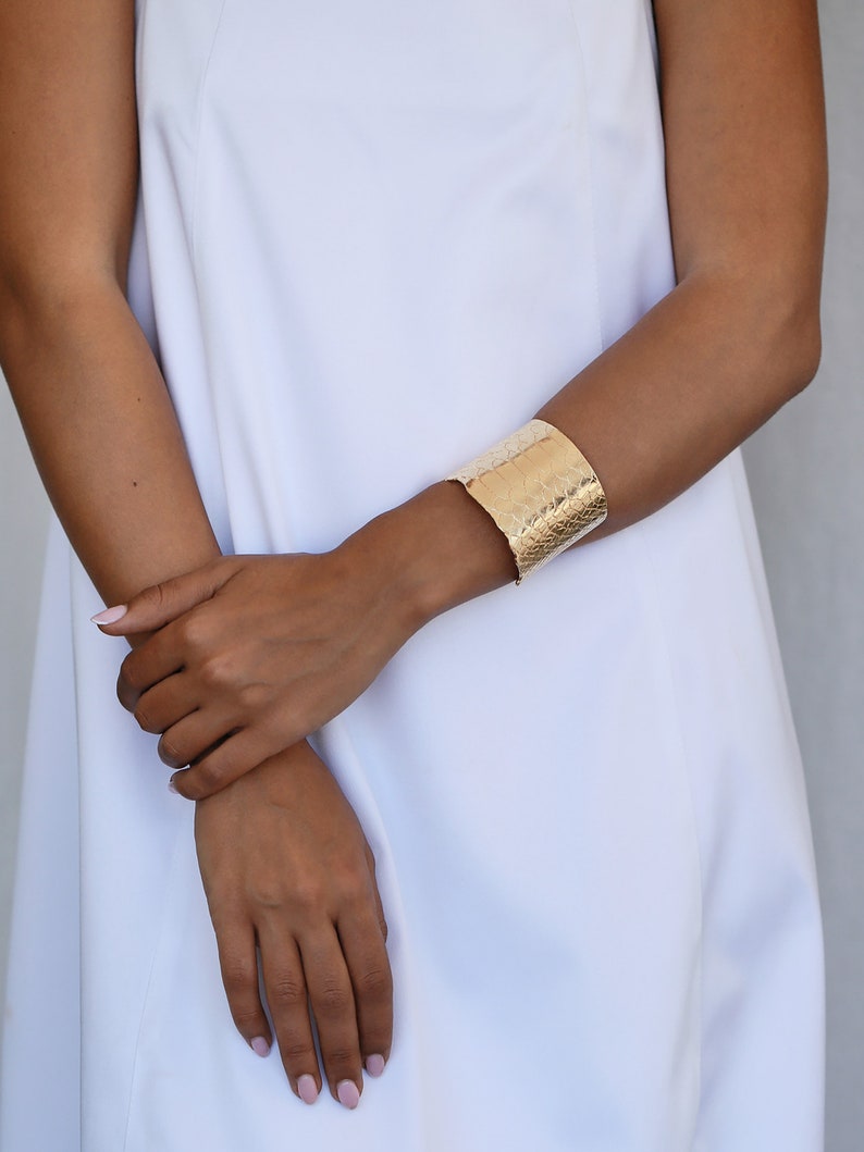 Gold Snake Bracelet Python Cuff Snake Skin Bracelet Wide - Etsy