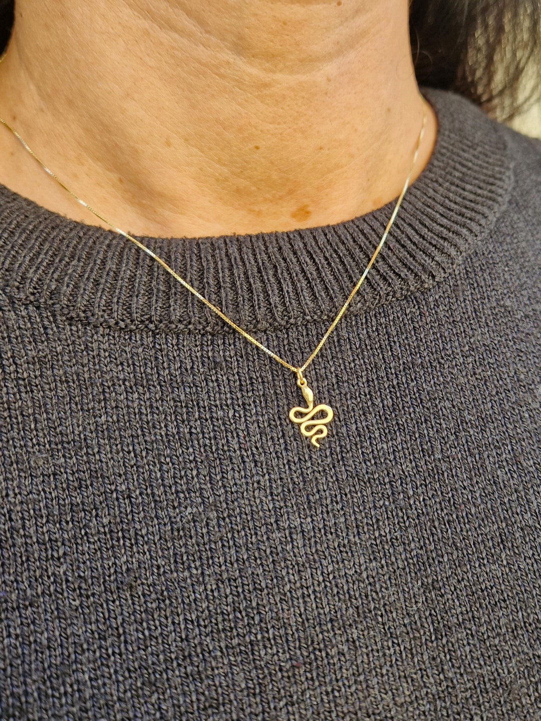 Snake Pendant Necklace, 14k Gold Snake Necklace, 14k Gold Serpent ...