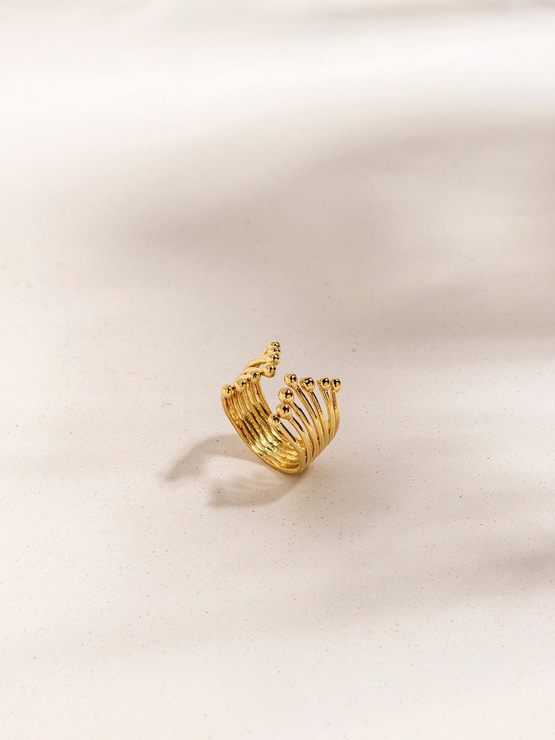 Sun Ring, Open Gold Ring, Unique Gold Jewelry, Gold X Ring, Adjustable ...