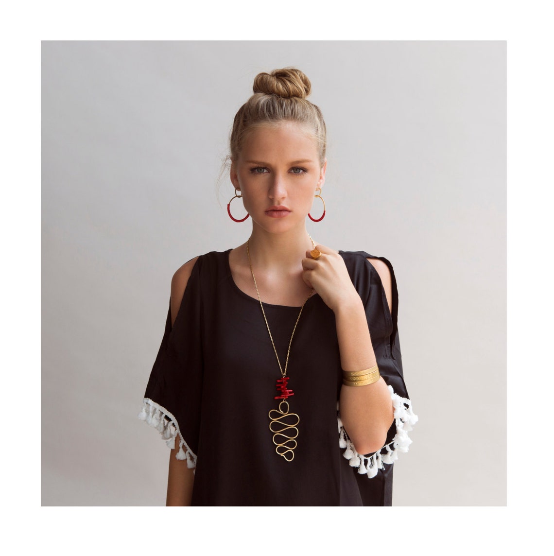 Red Hoop Earrings Gold Hoop Earrings for Women Gold | Etsy