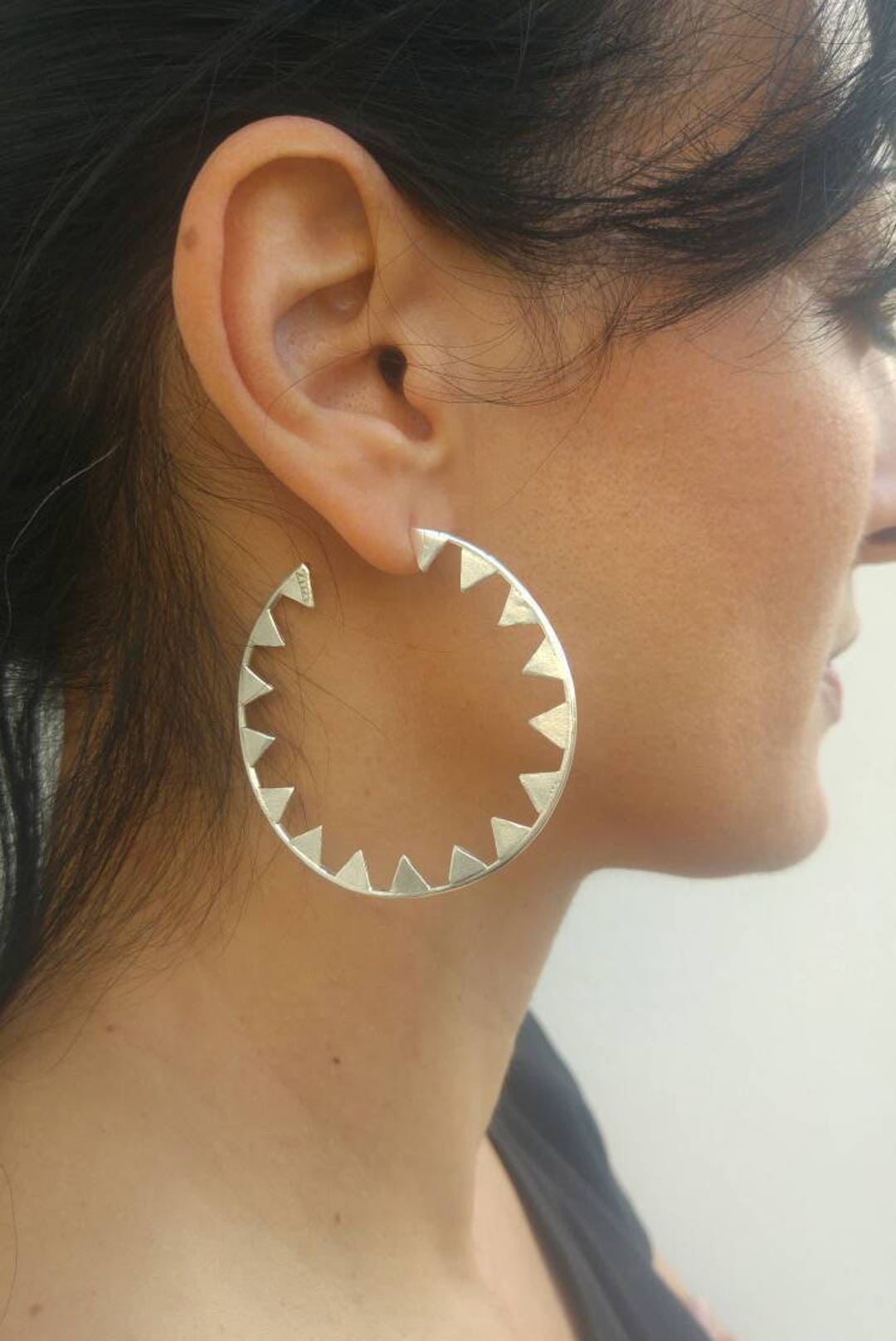 Creole Hoop Earrings, Large Sterling Silver Hoop Earrings for Women ...