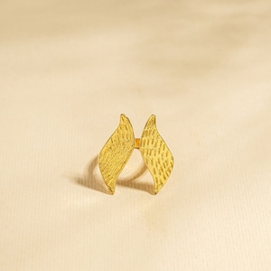 Open Top Gold Wings Ring, Metalwork Unique Statement Ring, Two Parts ...