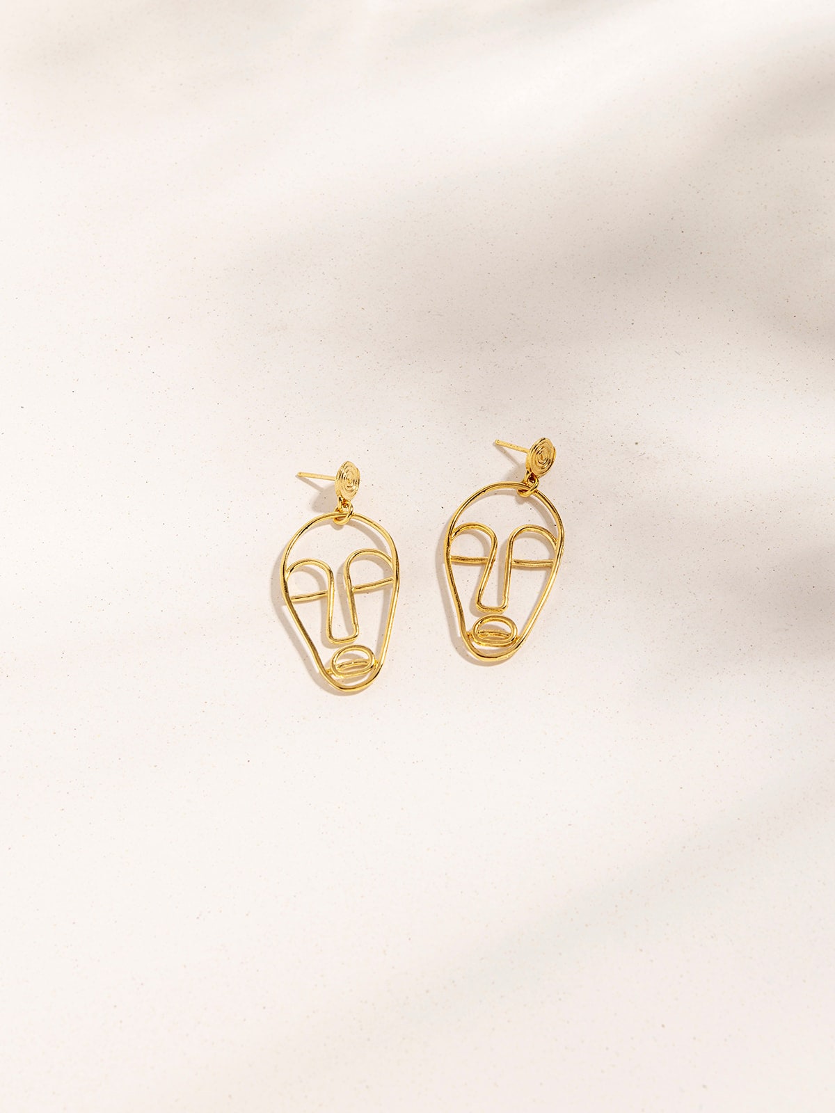 Long Gold Wire Face Earrings, Abstract Face Earrings, Statement ...