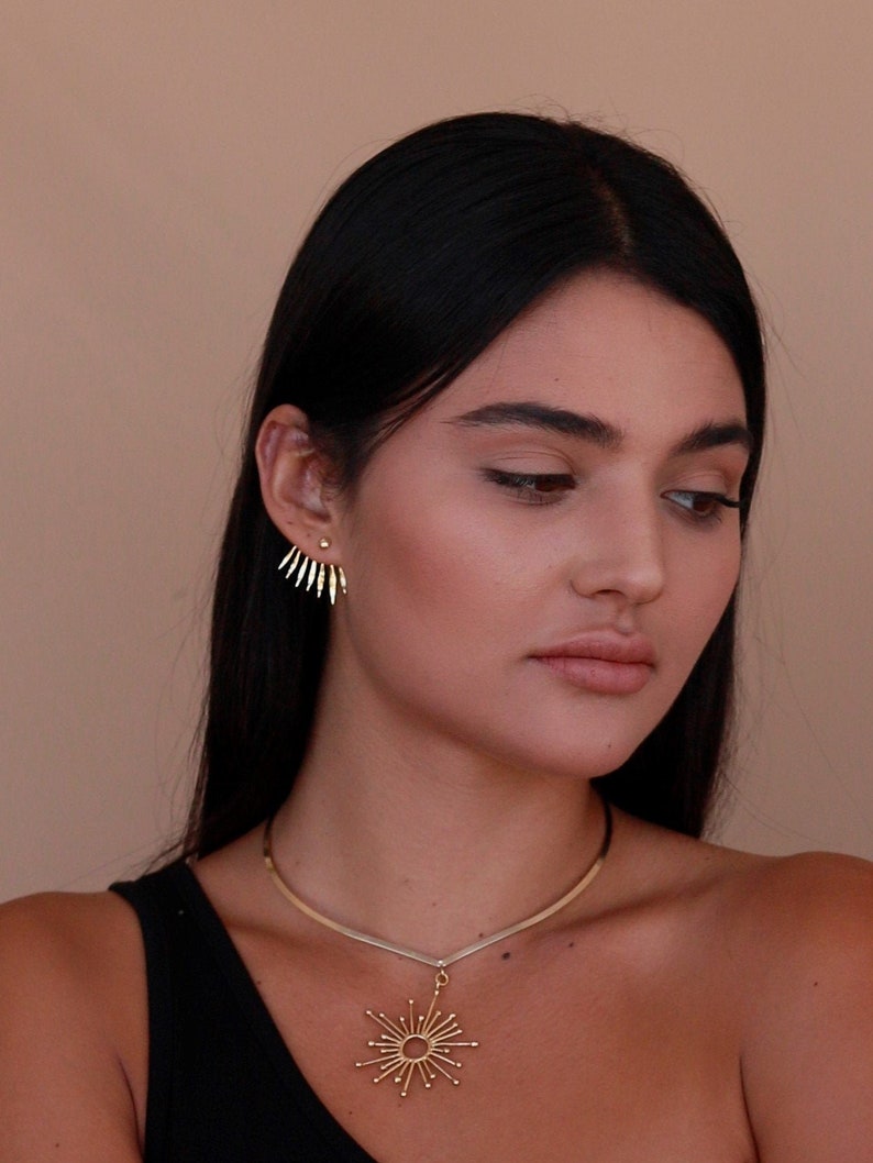 Ear Jacket Unique Statement Earrings Nature Jewelry Gold | Etsy