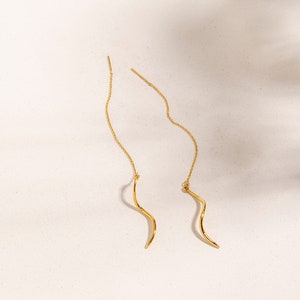 Gold Thread Earrings, Gold Chain Earrings, Gold Statement Jewelry, Long ...