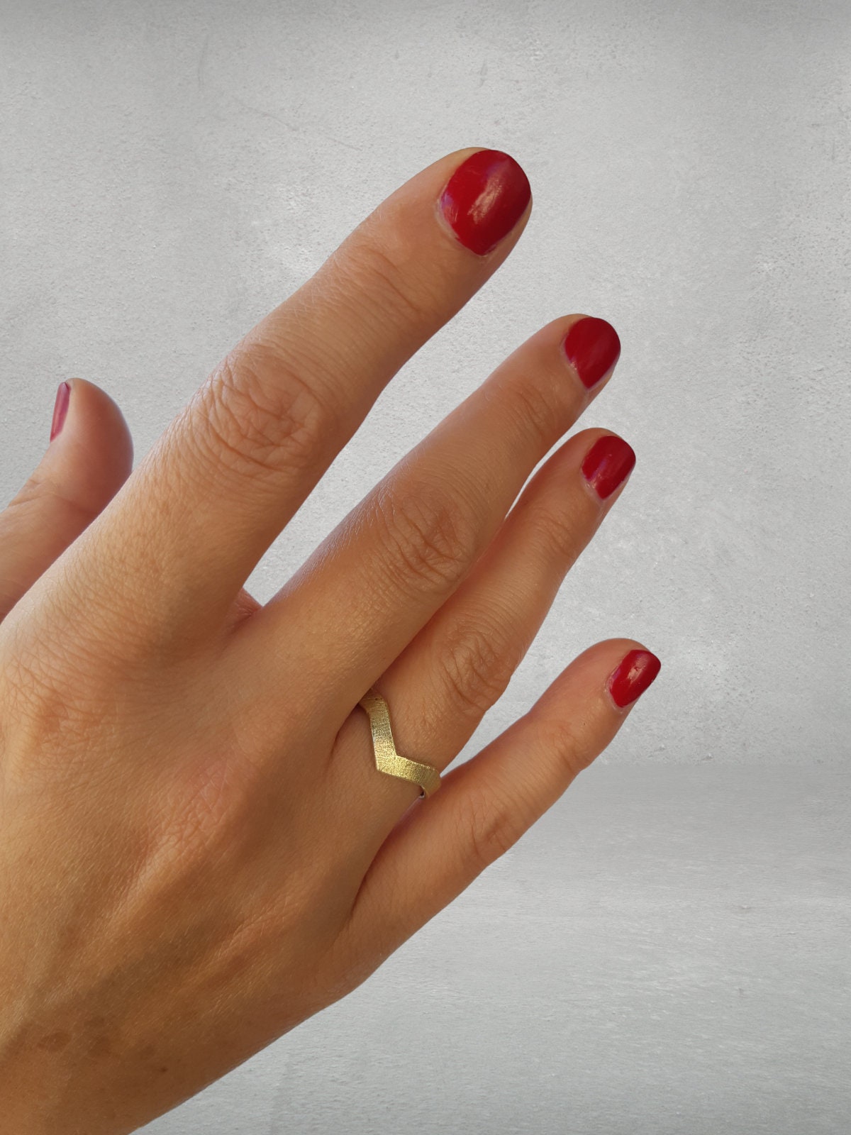 Gold V Ring, Gold V Wedding Band, 14k Gold Chevron Ring, Solid Gold ...