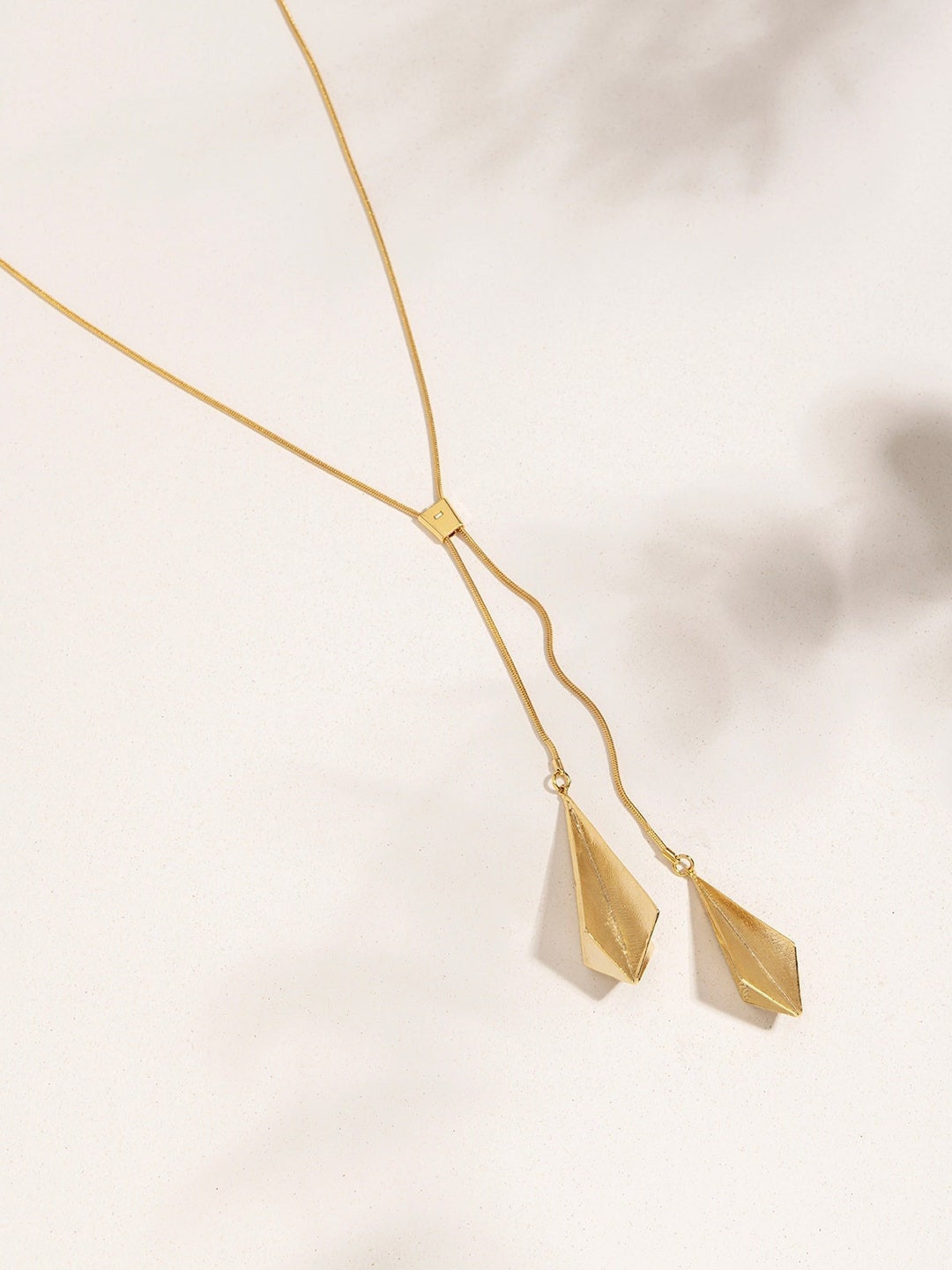 Gold Drop Necklace, Gold Lariat Necklace, Gold Back Drop Necklace, Long ...