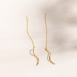 Gold Thread Earrings, Gold Chain Earrings, Gold Statement Jewelry, Long ...