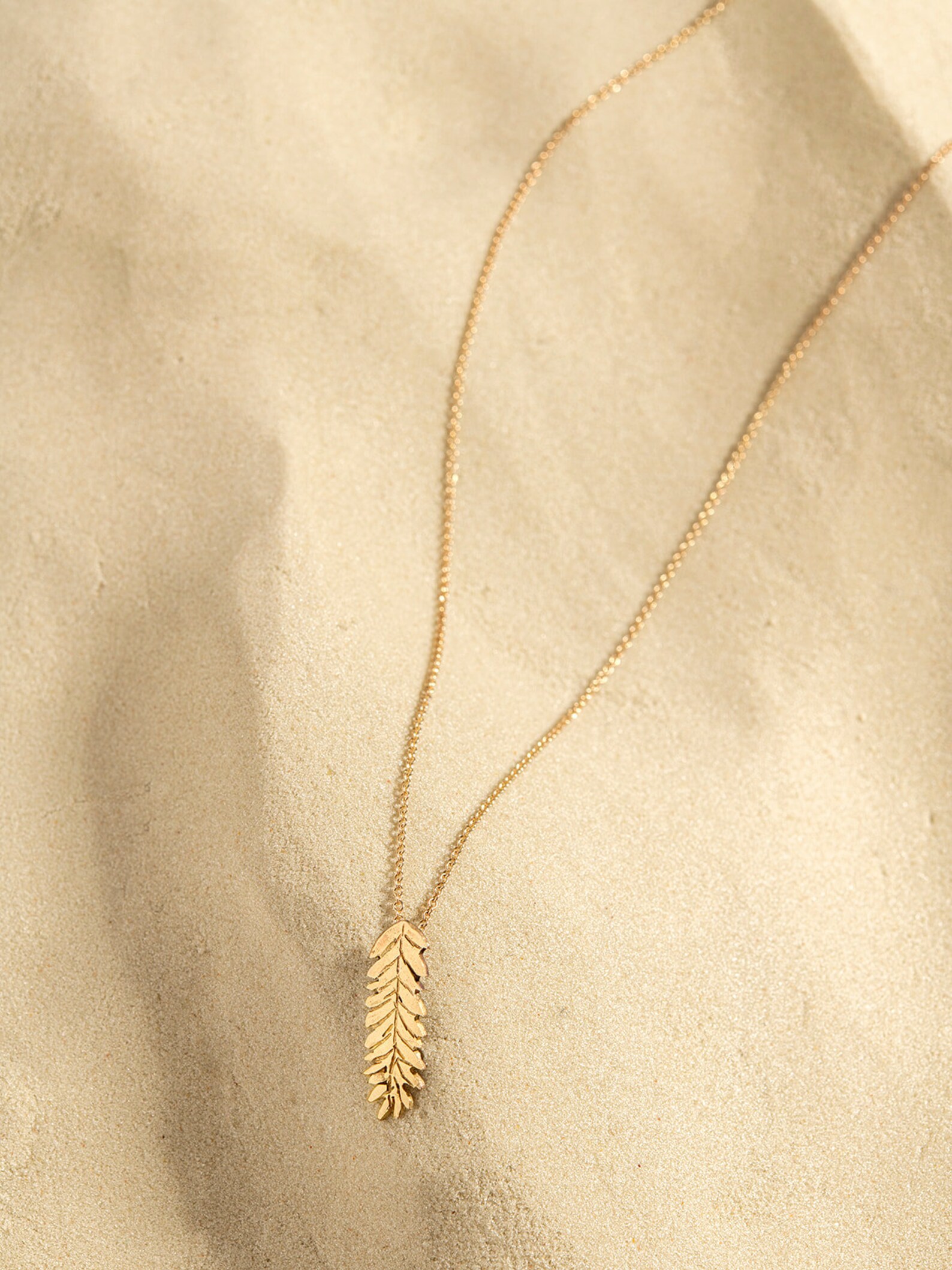 Wheat Necklace, 14k Gold Leaf Necklace, Solid Gold Jewelry, Leaf ...