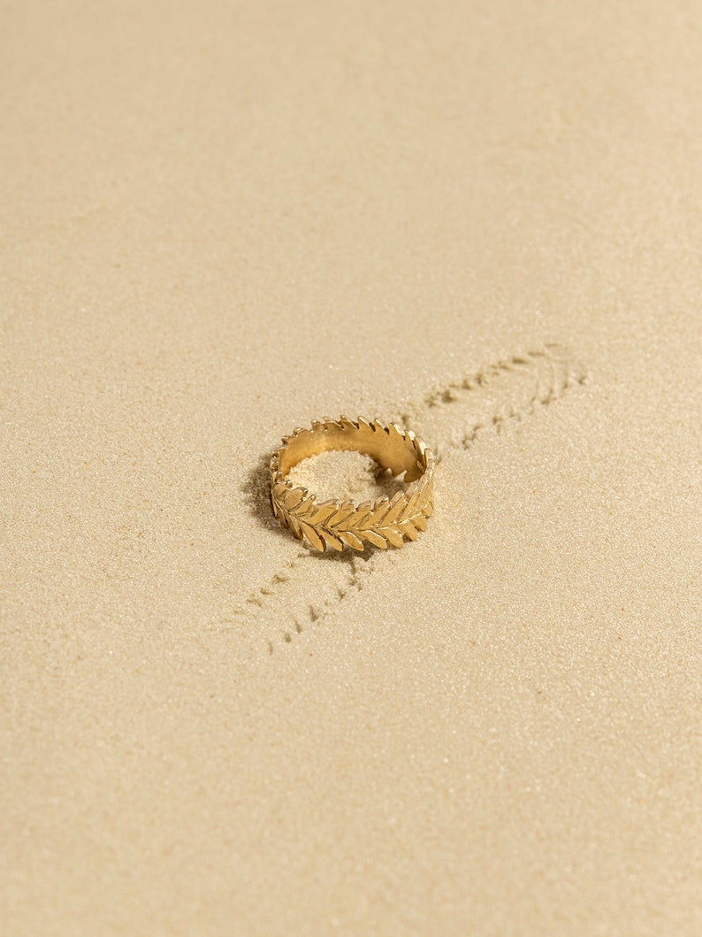 Solid Gold Leaf Ring, 14k Gold Leaf Ring, Wide Leaf Ring, Solid Gold ...