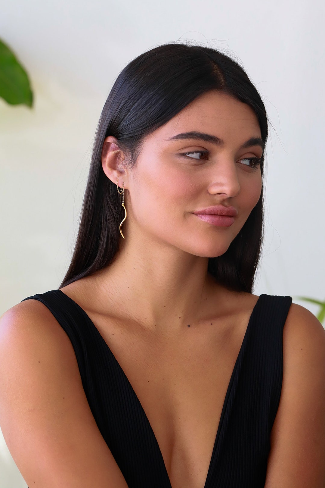 Gold Thread Earrings, Gold Chain Earrings, Gold Statement Jewelry, Long ...