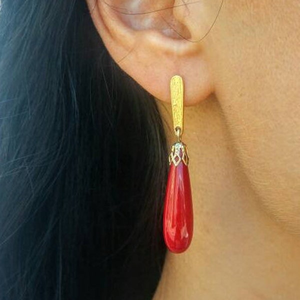 Coral Earrings - Etsy