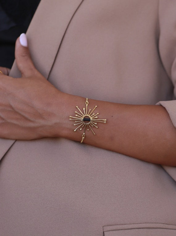 Sun Bracelet Statement Gold Bracelet Sun Jewelry Unique | Etsy