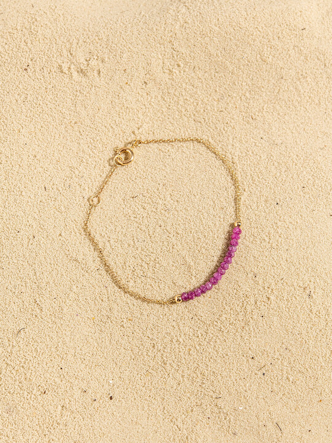 14k Gold Ruby Bracelet, Dainty Chain Bracelet, 14k Gold Bracelet for ...