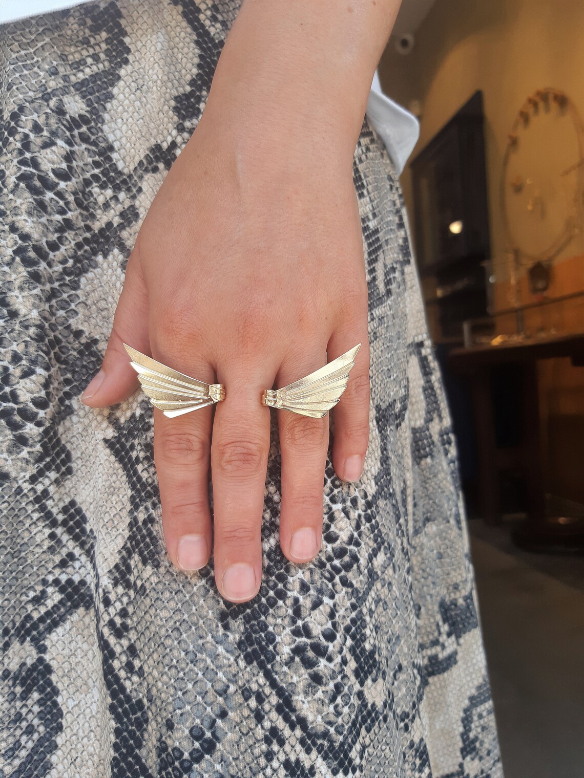 Angel Wing Ring 4 Finger Ring Chunky Ring for Women Two - Etsy