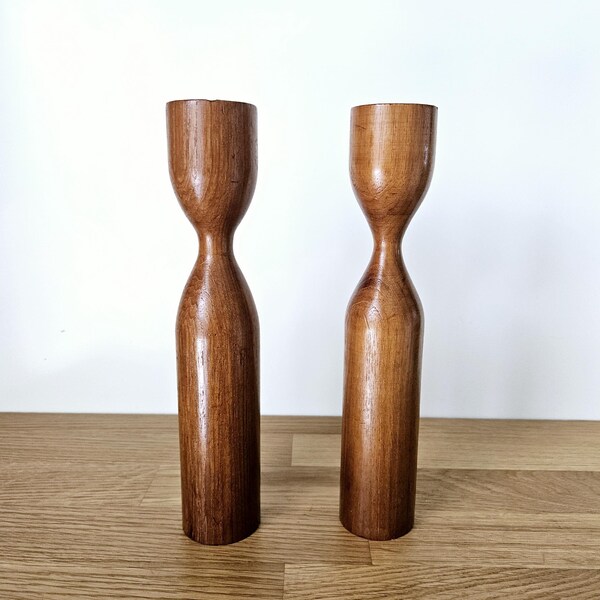 Teak Candlesticks - Etsy
