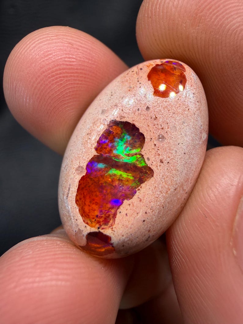 Mexican Fire Opal Cabochon – Natural Cantera Opal Gemstone for Jewelry ...