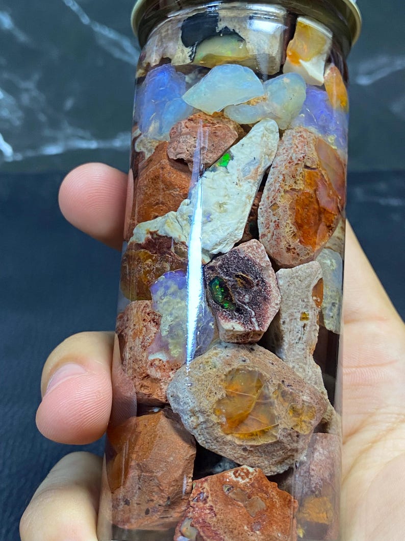 Mexican Fire Opal Rough Lot in Jar: Colorful Raw Opal Specimens - Etsy